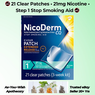 NicoDerm CQ Step 1 21mg 21 Clear Patches Exp 01/27 Nicotine Stop ...