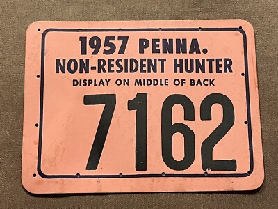VINTAGE 1957 PENNSYLVANIA NON-RESIDENT HUNTER LICENSE | eBay