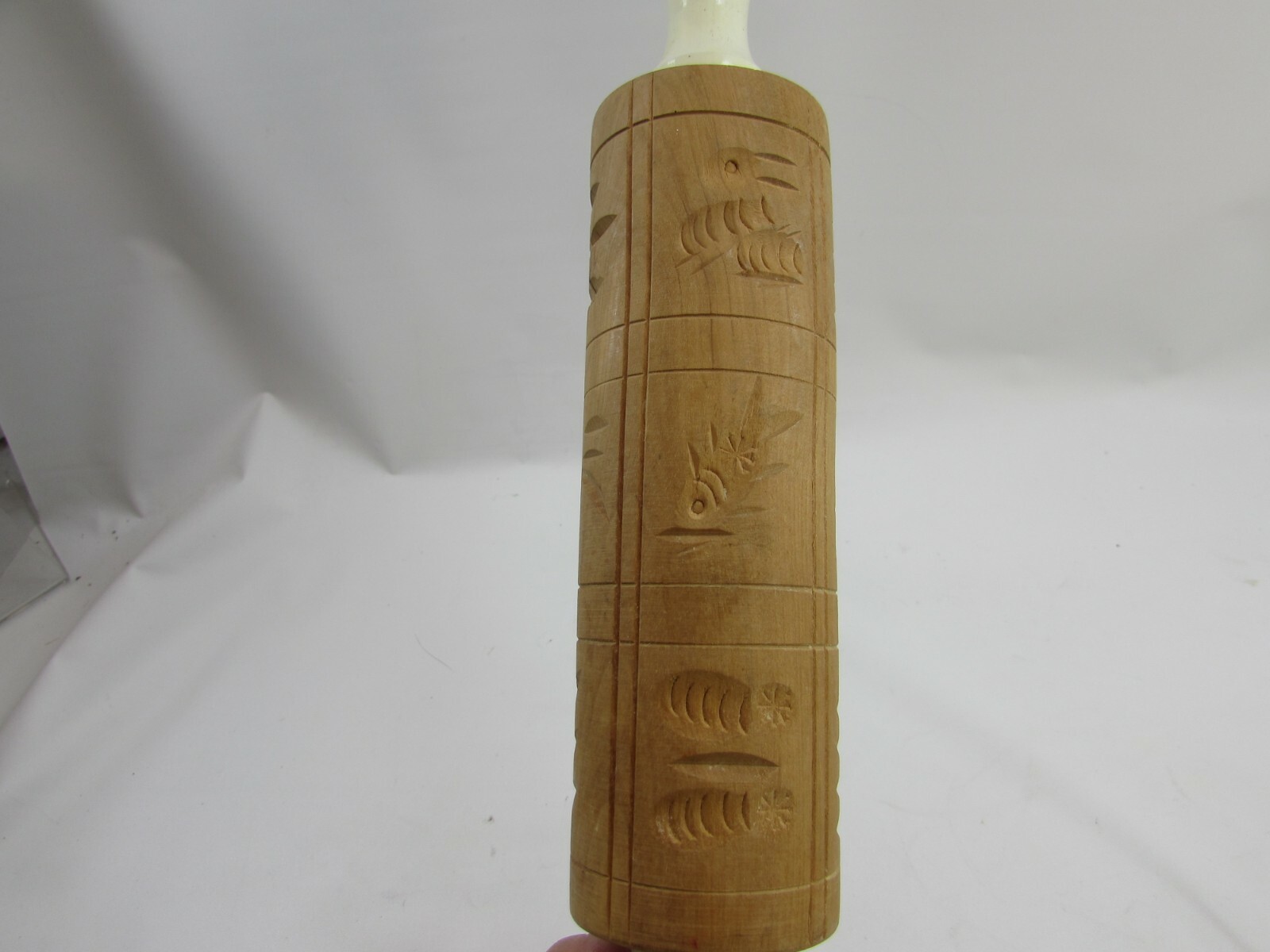 VINTAGE WOOD SPRINGERLE ROLLING PIN 12 DESIGNS BAKING COOKIES 33616 ...