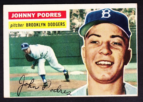 1956 TOPPS #173 JOHNNY PODRES BROOKLYN DODGERS WHITE BACK | eBay