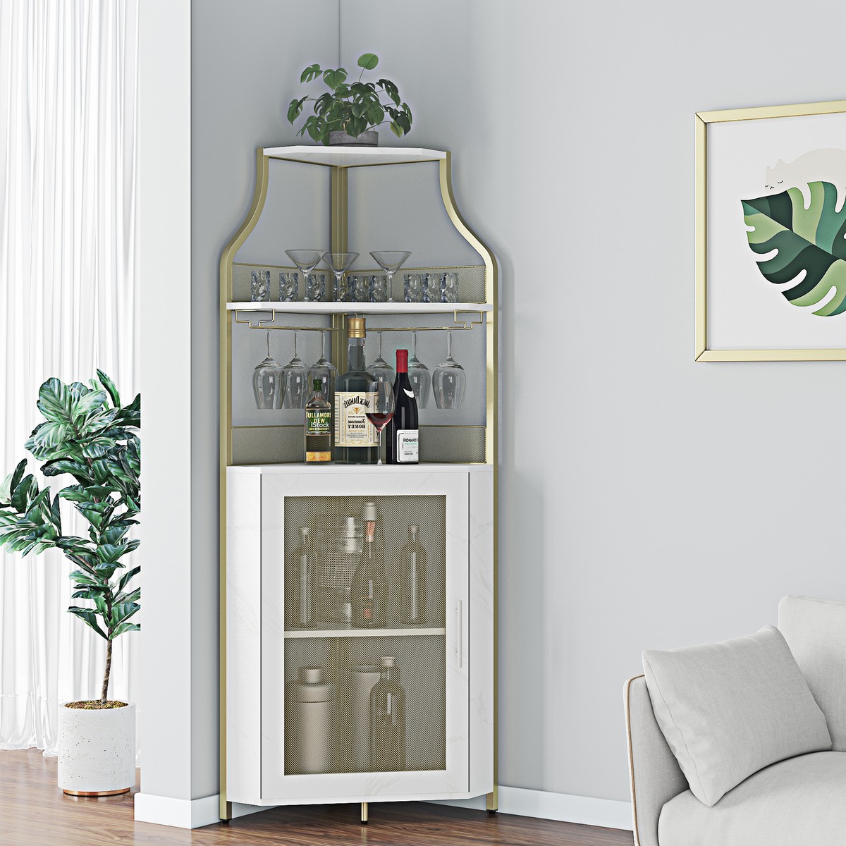 Modern Corner Bar Cabinet