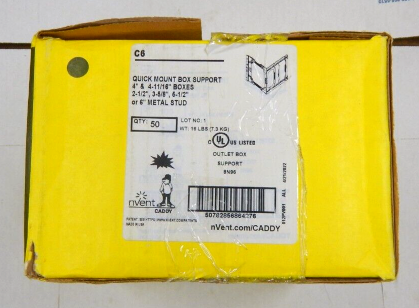 (50) Caddy C6 Quick Mount Box Support for 4" & 4-11/16" boxes 5.50"-6 ...