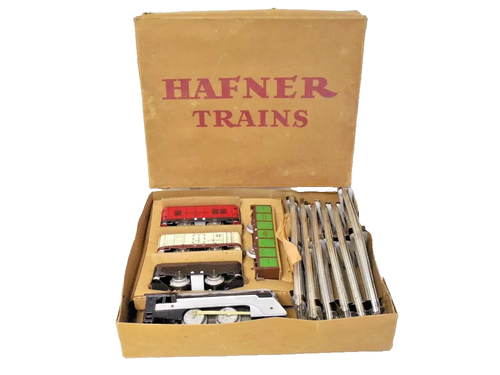 Vintage HAFNER TRAINS Set w/ Locomotive 1010, Refrigeration Car, Track ...