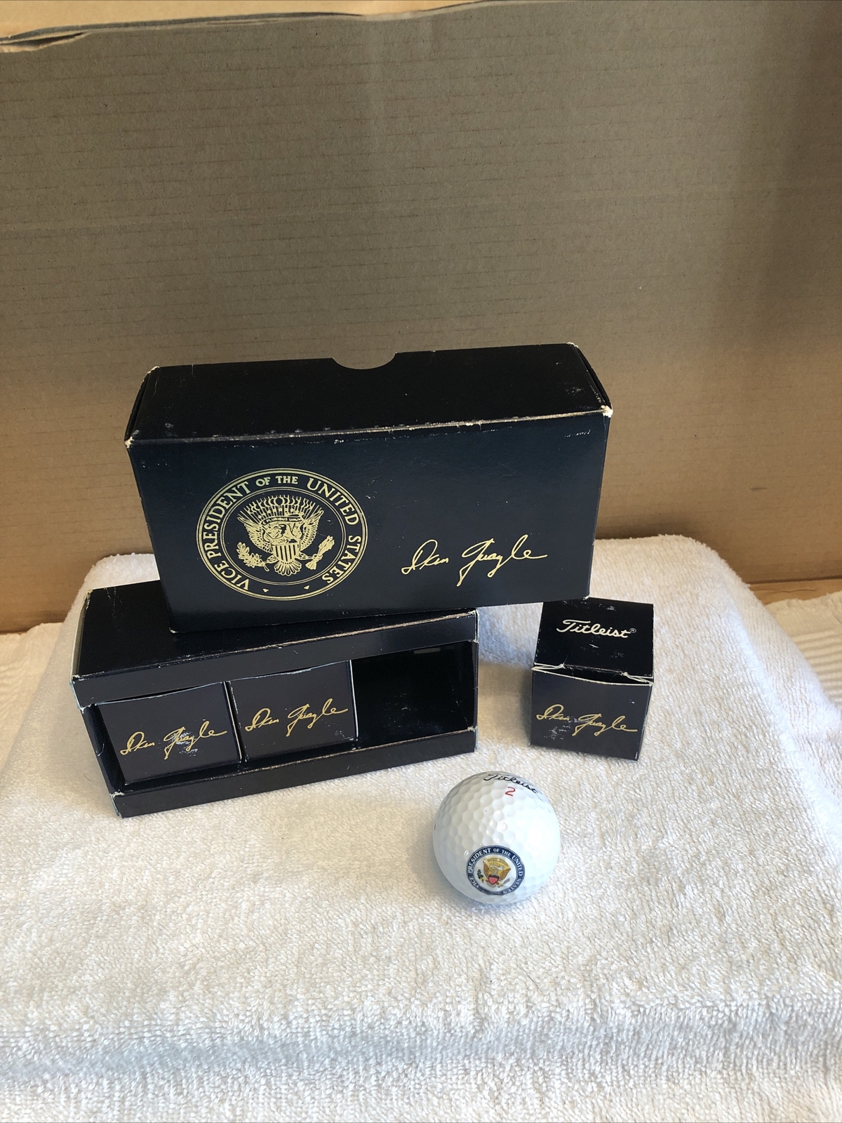 3 Single ball box/pack of Official Dan Quayle vice presidential golf ...