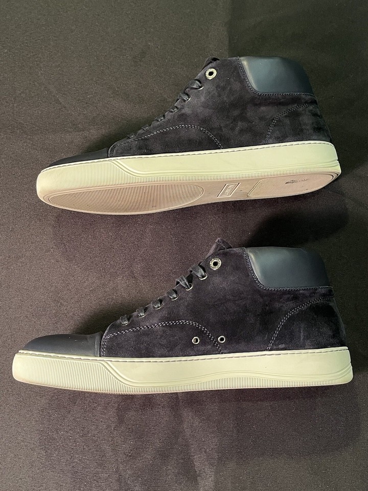 LANVIN BLUE SUEDE AND LEATHER SNEAKERS LOW KEY SHOES 11 BUT FITS 12 ...