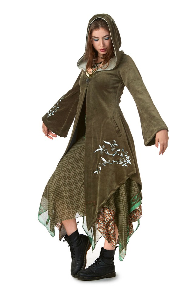 Velvet Faery Goddess Jacket, Boho Goa Psy Trance Coat Plus Size Pagan ...