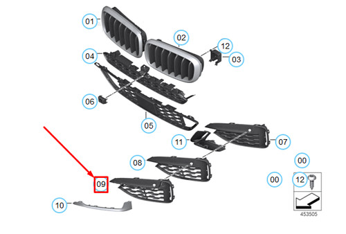 NEW BMW X6 F16 FRONT BUMPER LEFT OPEN M GRILLE 51118069325 8069325 ...