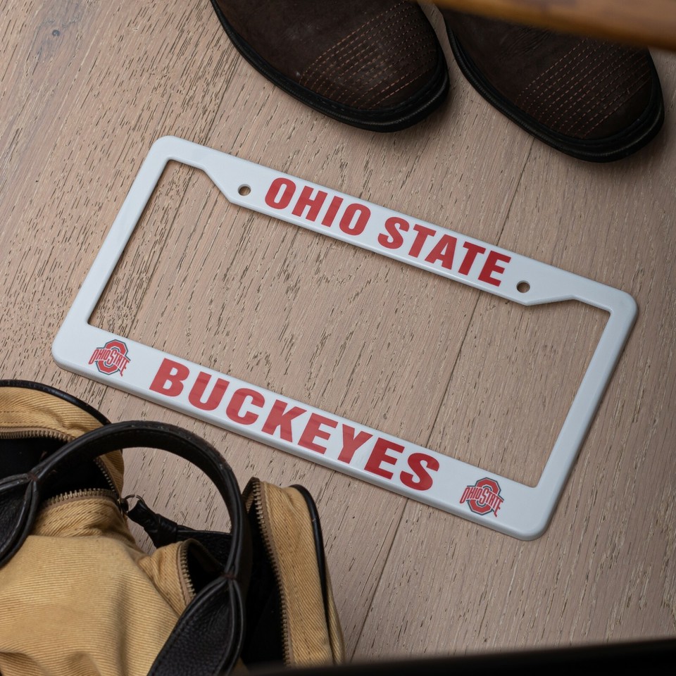 Ohio State Buckeyes OSU White License Plate Frame Cover - EliteAuto3K ...