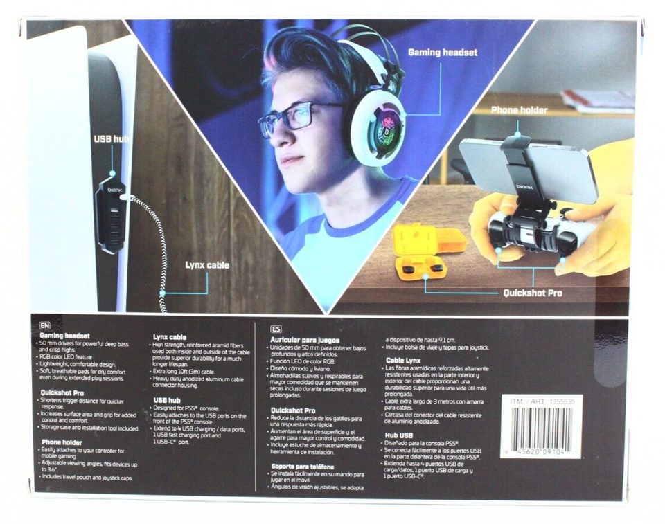 BIONIK Pro Kit+ For Sony PlayStation 5 Gaming Headset Quickshot Pro New ...