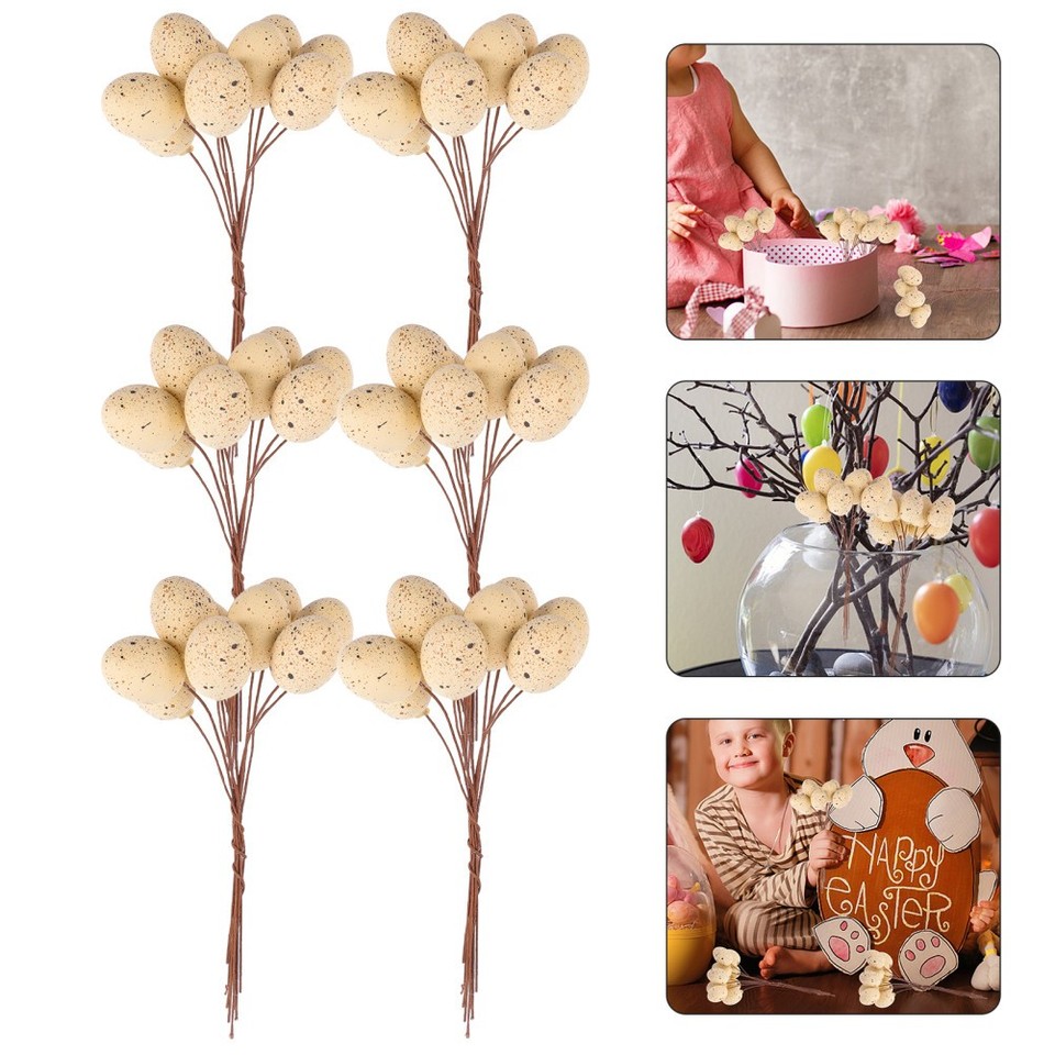 6pcs Decorative Easter Home Egg Stems Bouquet Easter Party Egg Bouquet ...