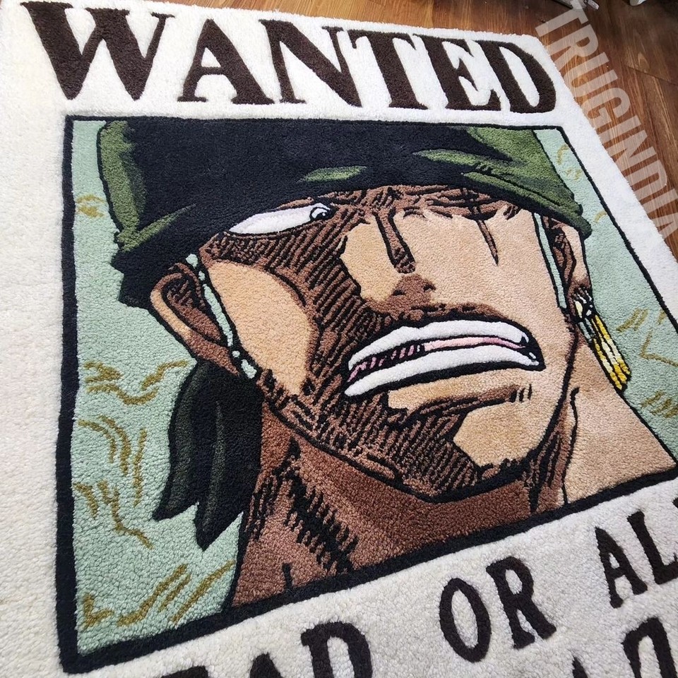 Custom Anime Roronoa Zoro Wanted Rugs , Handmade Anime Rug for Living ...