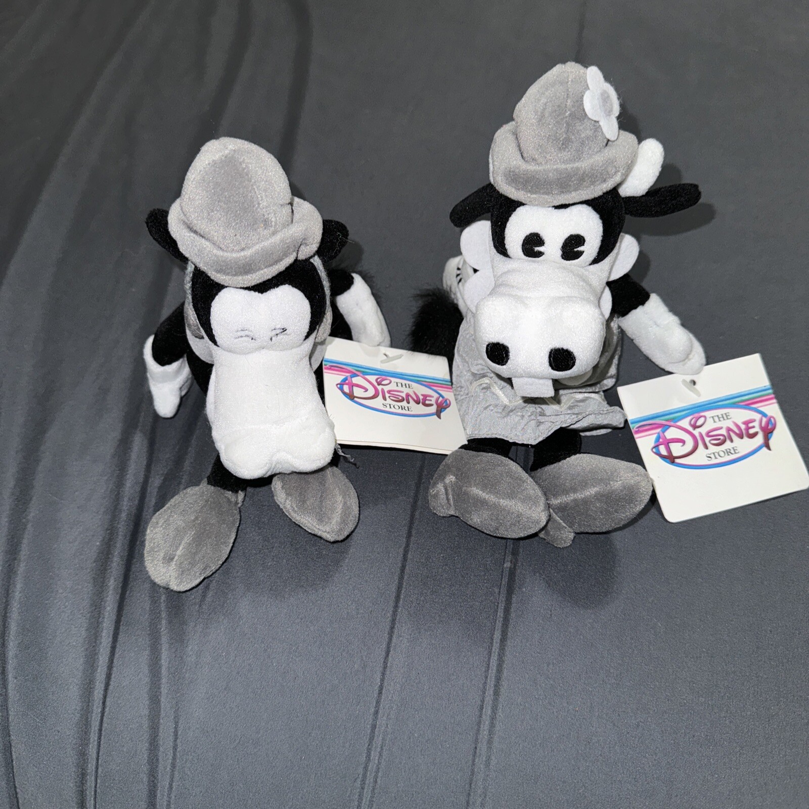 DISNEY STORE Horace Horsecollar & Clarabelle 8" Black White Plush Set ...