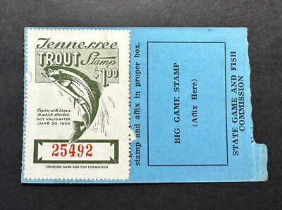 WTDstamps - 1959 **TENNESSEE** Resident Fishing Trout Stamp Permit ...