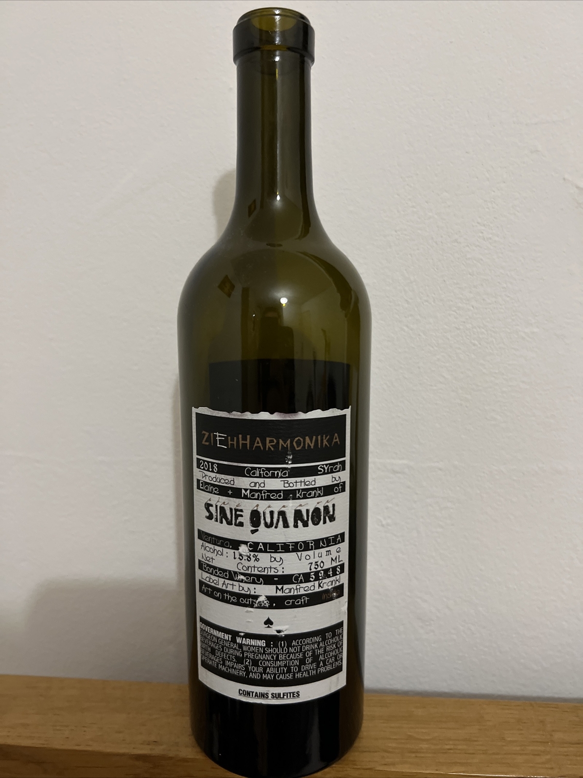 Sine Qua Non Wine Ziehharmonika Empty Bottle | eBay