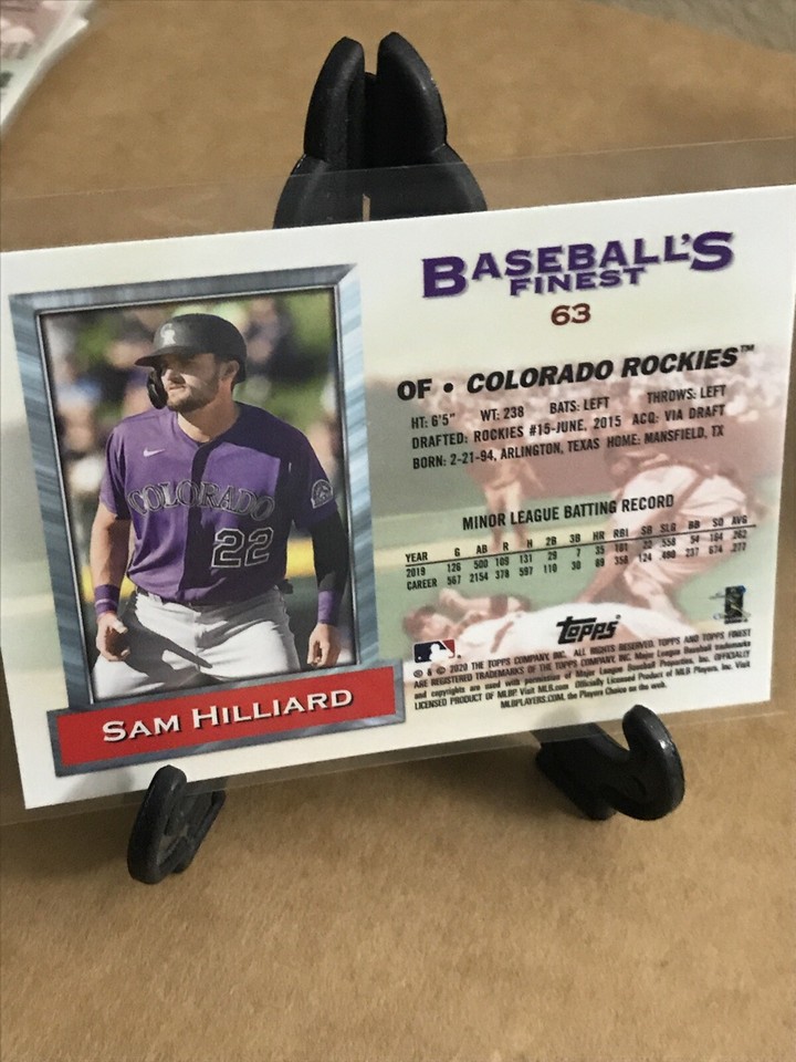 2020 Topps Baseball's Finest Flashback Sam Hilliard RC Rookie Card #63 ...