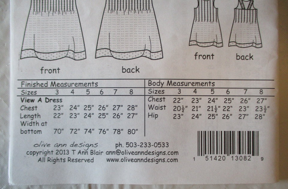 Olive Ann Designs Pattern OAD82 Easy Peazy Pleats Girls Dress Sz 3-8 ...