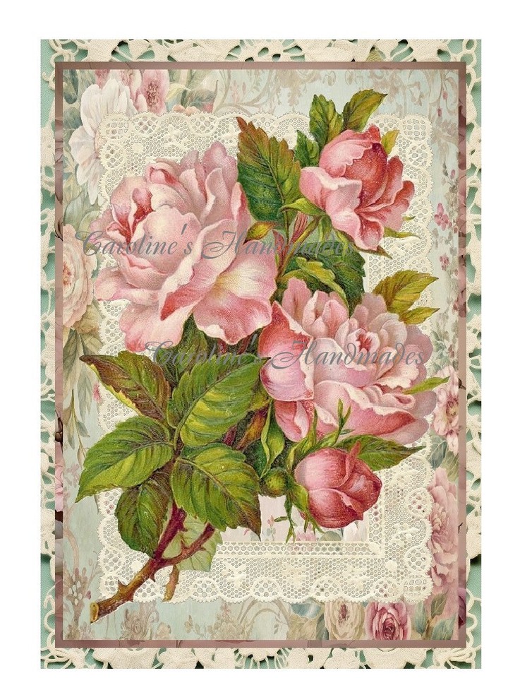 Vintage Pink Roses & Lace A Designer MULTI-SIZE SET Cotton Fabric Quilt ...