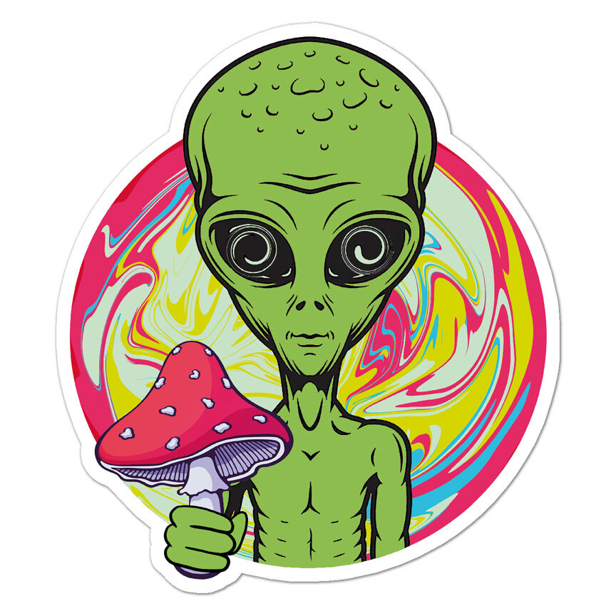 Alien Tripping Shroom, Vinyl Decal Sticker, Indoor Outdoor, 3 Sizes ...