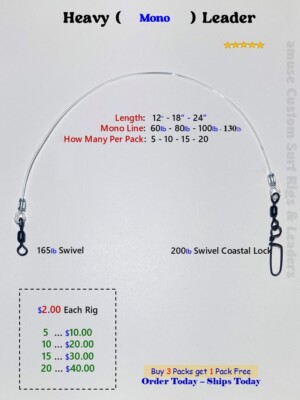 Heavy Mono Fishing Leaders - Pike Muskie Pickerel Drum Walleye Musky ...