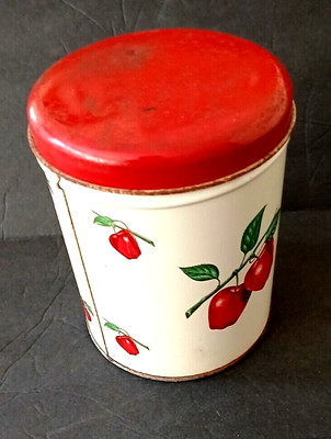 Vintage red Apple Decoware Canister 5" tall Collectible Tin Kitchenware ...