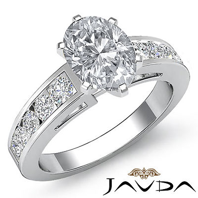 Oval Diamond Engagement Channel Set Ring Certified by GIA F VS2 Clarity ...