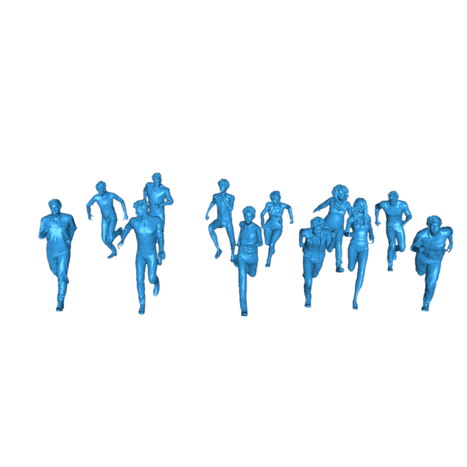 People Running Resin 3D printed Unpainted Figures 1/64 Diorama set of ...