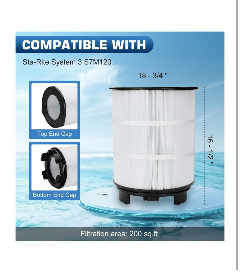S7M120 Pool Filter Cartridges 170145 Replacement for sta-rite System 3 ...