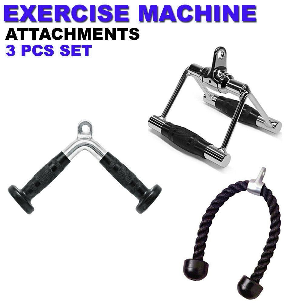 FMTX Home Gym Cable Attachment Handle Machine Exercise Chrome PressDown ...