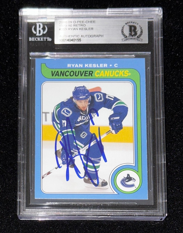 2008-09 O-Pee-Chee Retro 259 Ryan Kesler Signed BAS Auto OPC Canucks ...