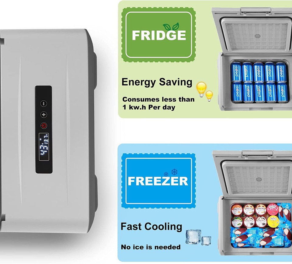 15L Portable Car Refrigerator With AC Adapter Mini Cooler Fridge Fast ...