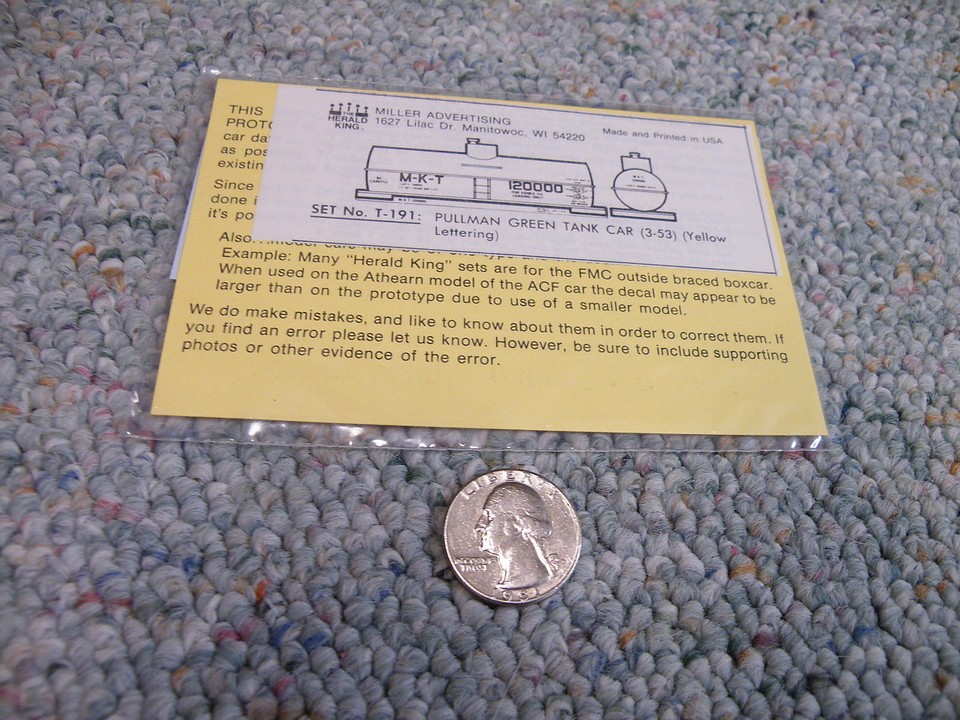 Herald King decals HO T-191 MKT pullman green tank car E18 | eBay