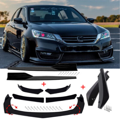 Coupe Sedan Car Front Bumper Lip Spoiler Splitter Body Kit Blk For ...