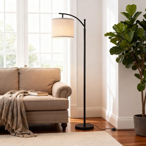 Arc Floor Lamp with 3 Color Temperatures, 9W LED Remote-Controlled ...