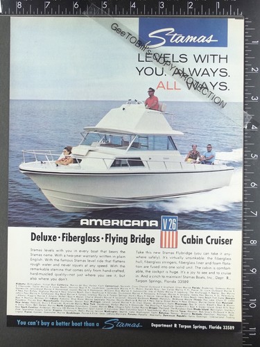 LOT of 2) 1969 ADVERTISEMENTs for Stamas Americana 26 24 Tarpon Aegean ...