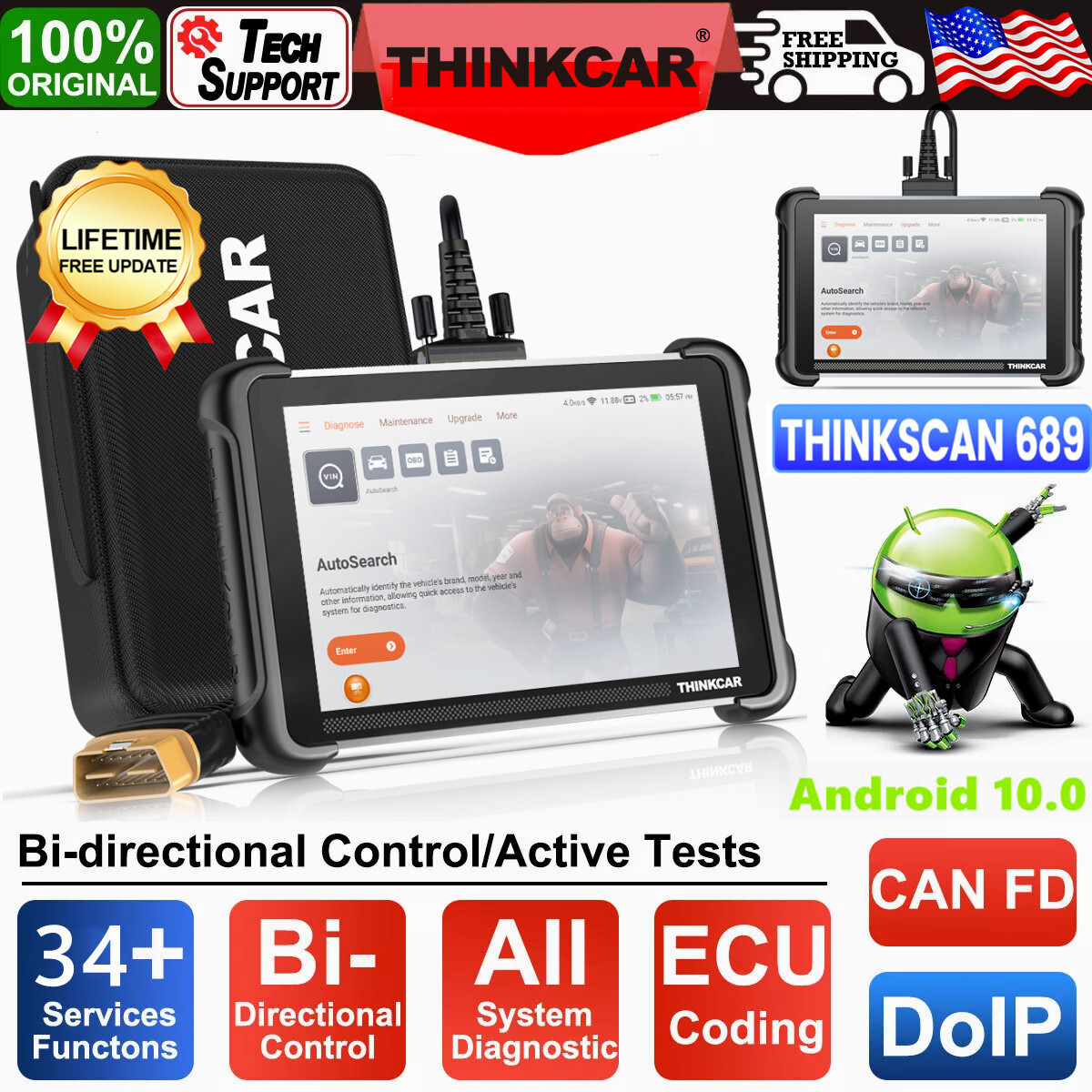 2024 ThinkScan 689 Bidirectional Scanner Auto Diagnostic Scan Tool ...