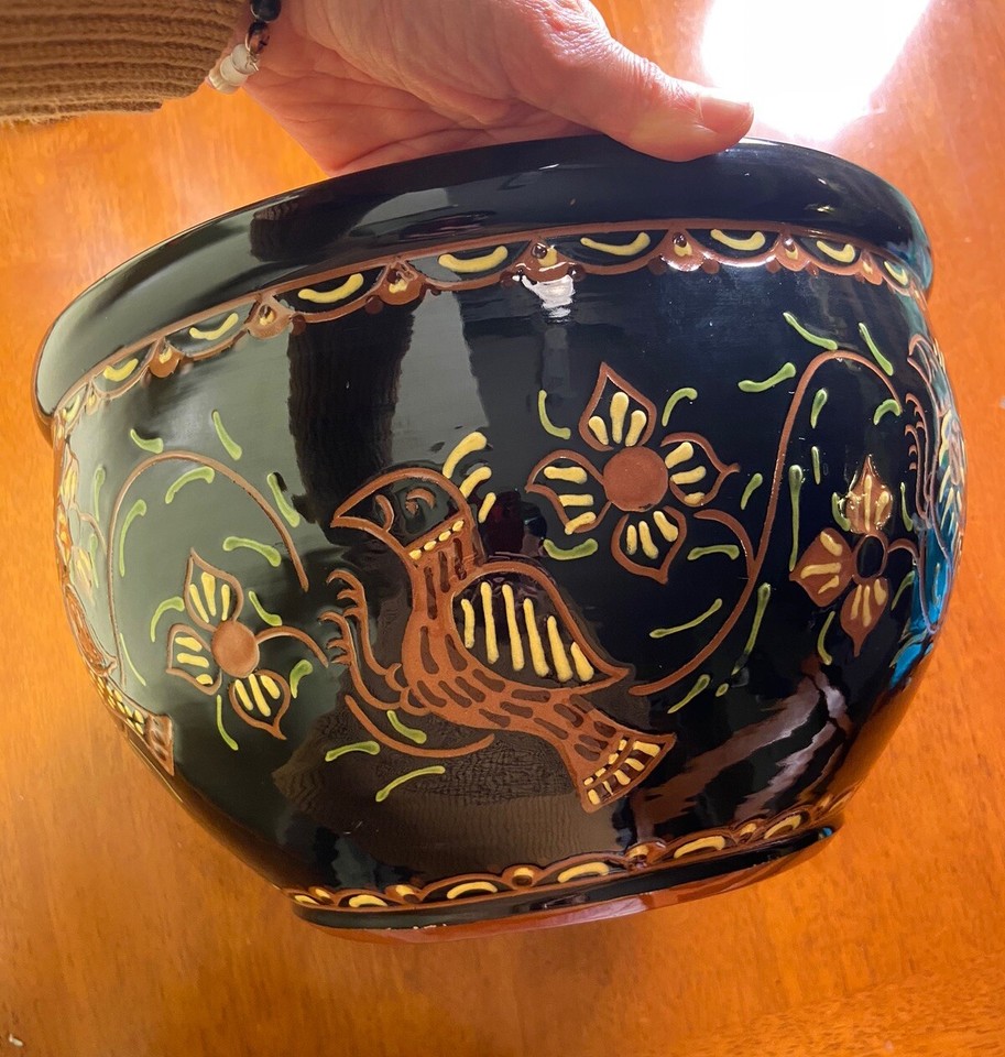 Extraordinary Breininger Pottery Redware X-Large Bowl G. Zieber W ...