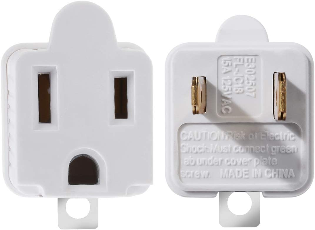 Two Prong to Three Prong Adapter 2 Pin to 3 Pin Plug Socket Adapter ...