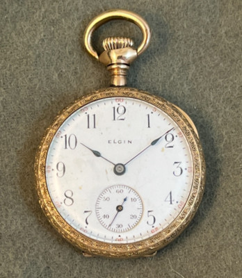 Elgin gold filled Os 7 jewels fancy pocket watch, running, keeping time ...