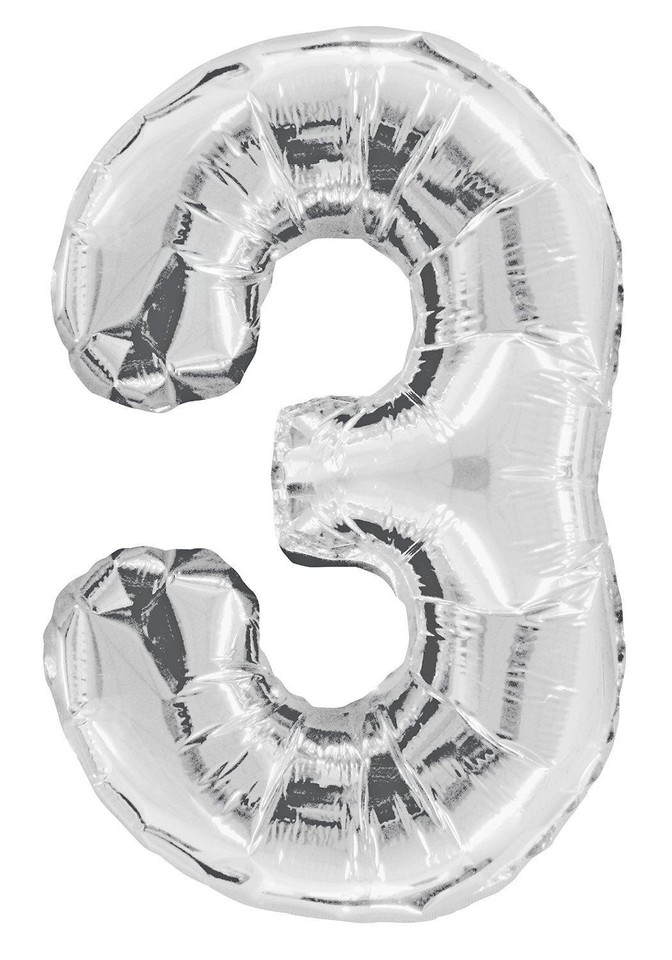 LARGE SILVER NUMBER FOIL BALLOONS HELIUM 0-9 SUPERSHAPE BIRTHDAY PARTY ...
