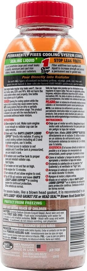 Bar's Leaks 1109 Block Seal Liquid Copper Intake and Radiator Stop Leak ...