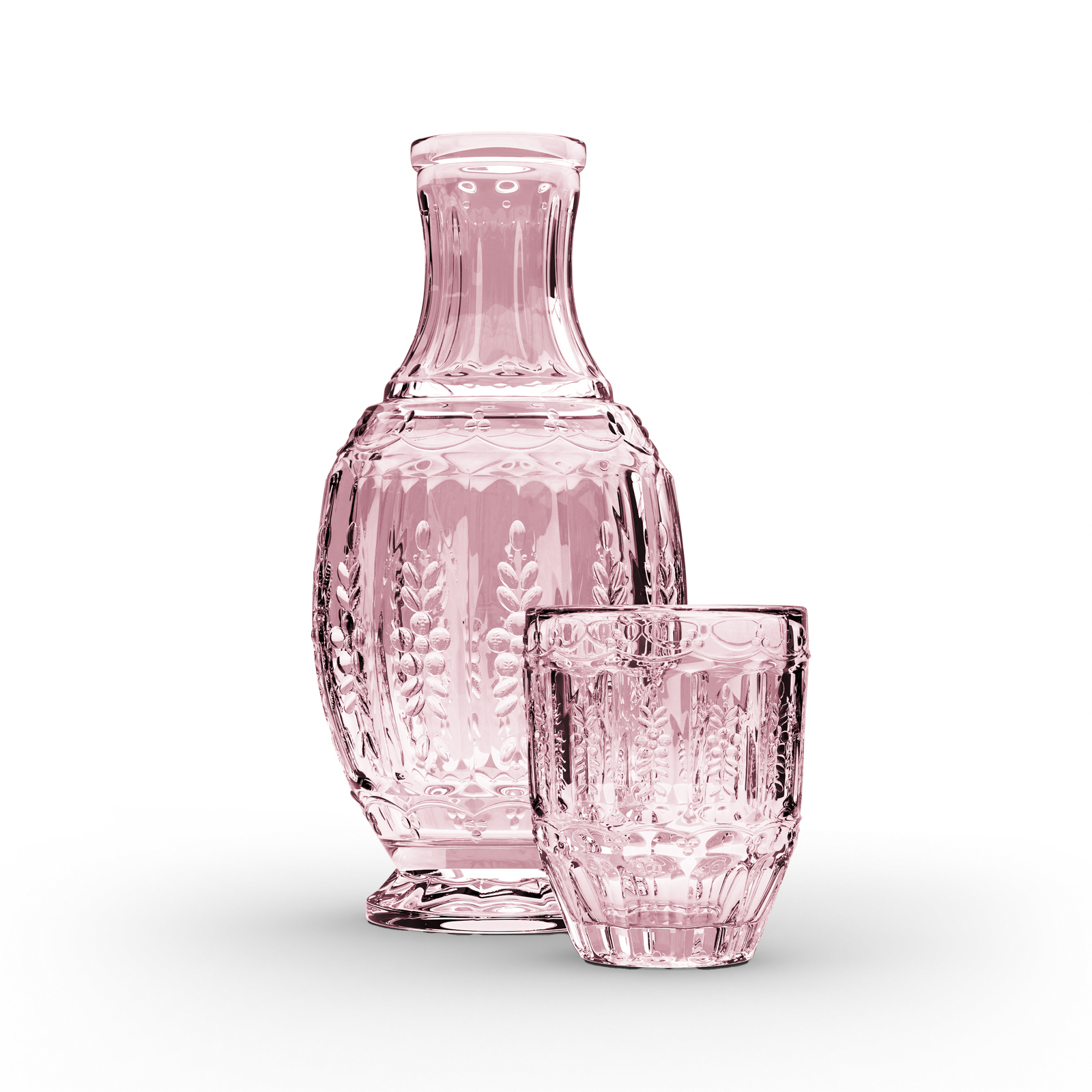 Zanzer Pink/Purple Vintage Bedside Night Carafe Set with Glass Tumbler ...