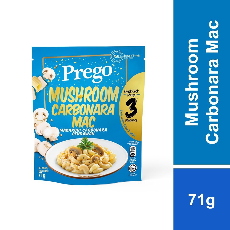 PREGO New Dried Mushroom Carbonara Mac Quick Easy Cook Pasta 2 Packs X ...