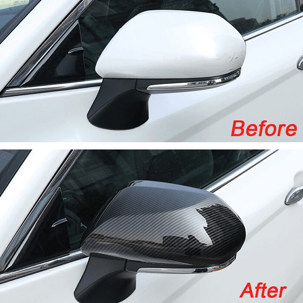 Carbon Fiber Rearview Door Mirror Cover Cap Trim Pair For 2018-2021 ...