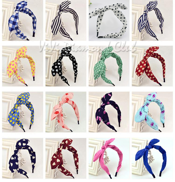 Fashion Korean Style Rabbit Bunny Ears Ribbon Scarf Hair Tie Wrap Bow ...