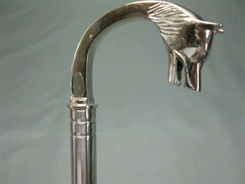 Vintage Style Stainless Steel Wolf Handle Victorian Wooden Walking ...