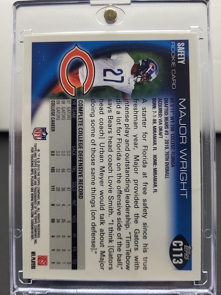 2010 TOPPS CHROME MAJOR WRIGHT ROOKIE CARD RC #C113 BEARS | eBay