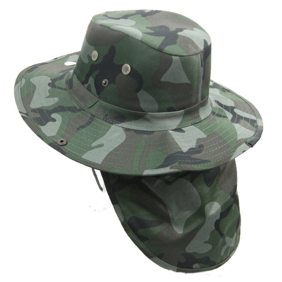 Bucket Cap Fishing Hiking Army Military Neck Cover Sun Flap Hunting ...