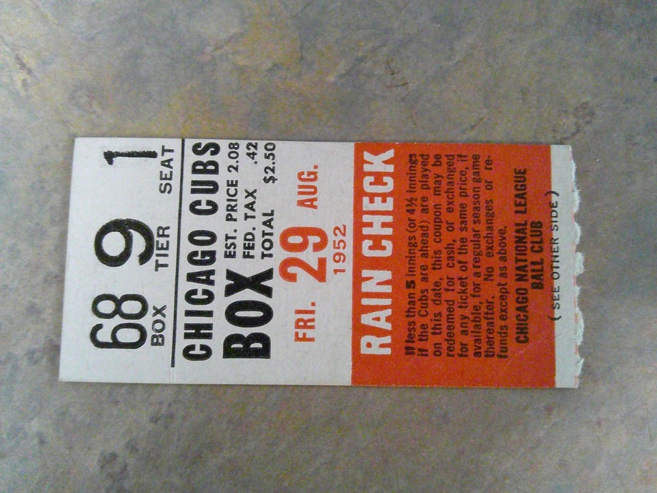 1952 CHICAGO CUBS TICKET STUB & SCORECARD LOT VS. BROOKLYN DODGERS ...