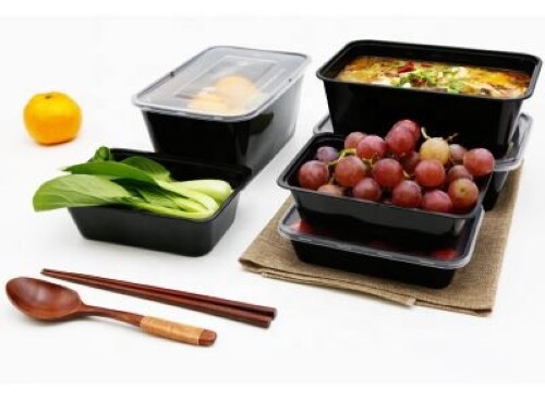 Reusable Takeaway Food Boxes Black Base Containers with Lids Microwave ...