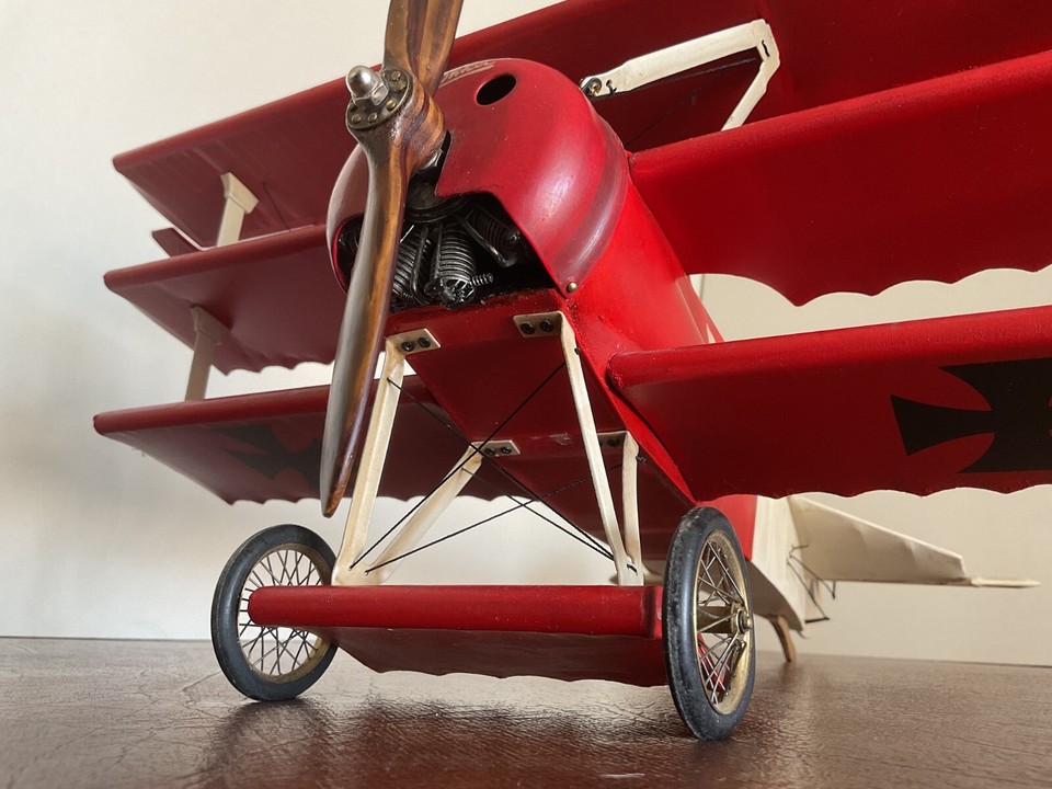 Fokker DR 1 Triplane WW1 Red Baron Large Wood & Metal 18” x 15 ...
